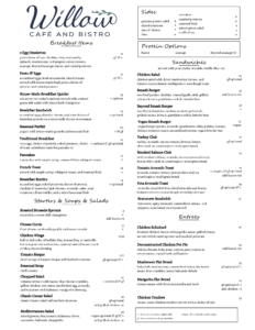 Menus | Willow Cafe and Bistro