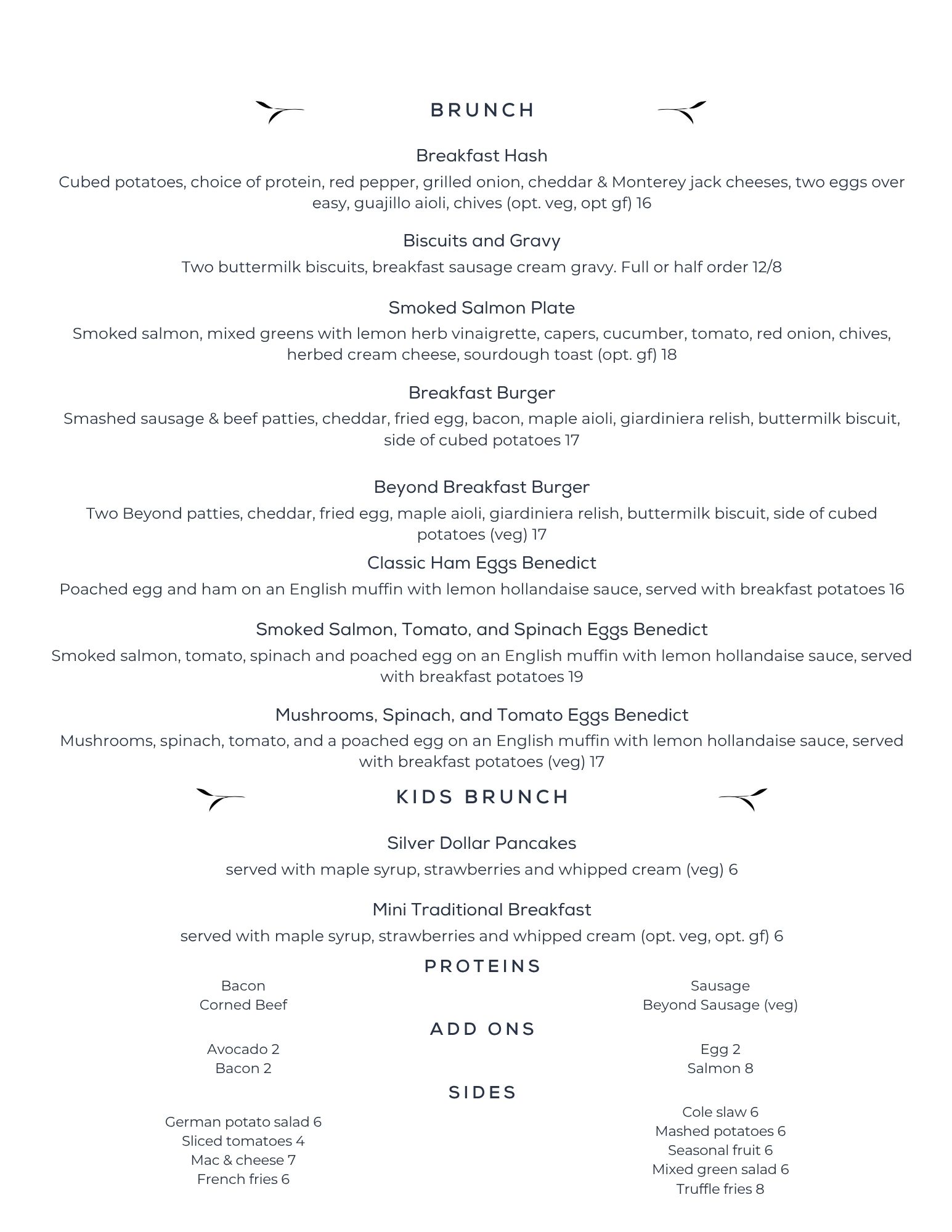Menus | Willow Cafe and Bistro